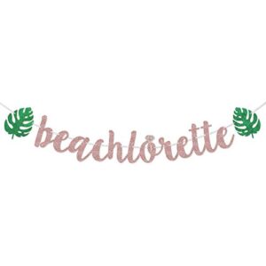 rose gold glitter beachlorette banner sign garland pre-strung for beach bachelorette party hawaiian luau summer tropical bach party decorations