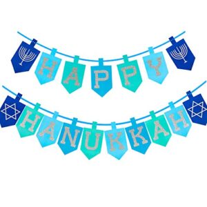 happy storm happy hanukkah banner glitter chanukkah party banner favors hanukkah party decorations for hanukkah party supplies