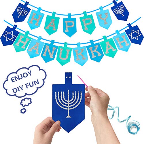 Happy Storm Happy Hanukkah Banner Glitter Chanukkah Party Banner Favors Hanukkah Party Decorations for Hanukkah Party Supplies