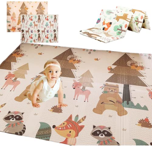 Baby Play Mat Palymat Foldable 78" X 59" X 0.4" LXIAOY Extra Large Crawling Pad Non-Toxic Foldable Waterproof Portable for Outdoor and Travel for Infants, Babies, Toddlers,(59x78x0.4inch)