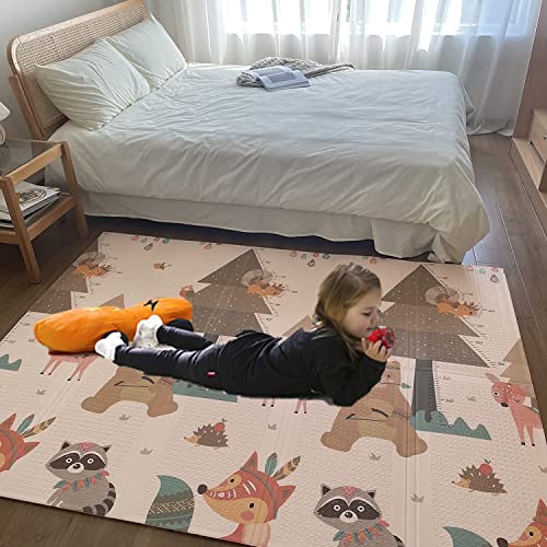 Baby Play Mat Palymat Foldable 78" X 59" X 0.4" LXIAOY Extra Large Crawling Pad Non-Toxic Foldable Waterproof Portable for Outdoor and Travel for Infants, Babies, Toddlers,(59x78x0.4inch)