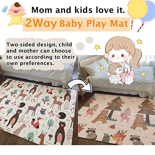 Baby Play Mat Palymat Foldable 78" X 59" X 0.4" LXIAOY Extra Large Crawling Pad Non-Toxic Foldable Waterproof Portable for Outdoor and Travel for Infants, Babies, Toddlers,(59x78x0.4inch)