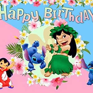 huio Hawaiian Aloha Backdrop for Lilo and Stitch Theme Birthday Party Supplies 6x4ft Tropical Summer Photo Background for StitchTheme Party Cake Table Decorations Baby Shower Banner, One Size