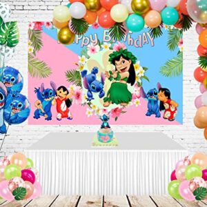 huio Hawaiian Aloha Backdrop for Lilo and Stitch Theme Birthday Party Supplies 6x4ft Tropical Summer Photo Background for StitchTheme Party Cake Table Decorations Baby Shower Banner, One Size