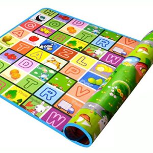 simpvale baby crawling mat double-sided foam waterproof floor mat drawing alphabet figures animals pattern 71”x47”x0.2”