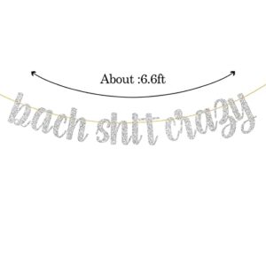 WeBenison Bach Shit Crazy Banner / Funny Bachelorette Engagement Party Banner / Bridal Shower Party Decoration Supplies / Silver Glitter