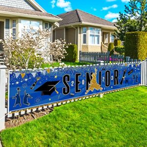 large graduation banner 2023 senior banner graduation party decoration graduation yard sign yard outdoor garden decoration for senior graduation party supplies (blue)