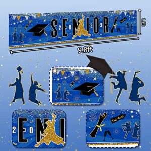 Large Graduation Banner 2023 Senior Banner Graduation Party Decoration Graduation Yard Sign Yard Outdoor Garden Decoration for Senior Graduation Party Supplies (Blue)