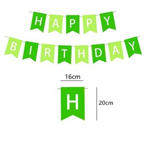 Pargleev Happy Birthday Banner Green, Boys Girls Birthday Large Hanging Bunting Confetti Balloons Garland Party Decoration for Boys Kids