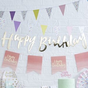 ginger ray gold designer happy birthday banner decoration, 1.5, pick & mix