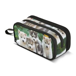 j joysay husky puppies pencil case large big capacity pencil bag for girls boys zipper stationery bag desk organizer for office college school