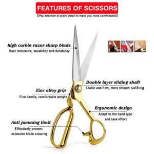 10" Sewing Scissors,Heavy Duty Tailor Scissors Shears for Fabric,Leather,Raw Materials,Dressingmaking,Altering-Professional Upholstery Shears for Dressmakers Students Office Crafting