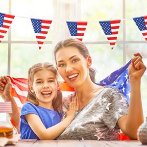 Whaline 30pcs Large USA Patriotic Bunting Banner American July 4th Triangle Flag Garlands Star-Spangled Pennant String Banner for Independent Day Party Grand Opening Home Office Decoration