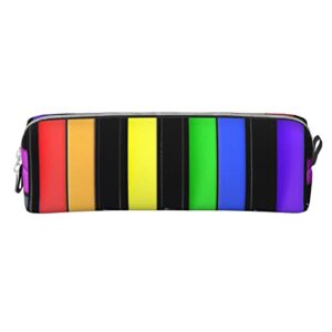 allgobee pu leather pencil bag pen case music-joy-rainbow students stationery pouch pencil holder desk organizer