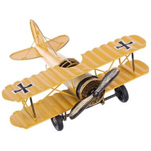 berry president vintage airplane ornament, metal biplane plane aircraft, hanging airplane for nursery shop home kids room decor decoration (yellow)