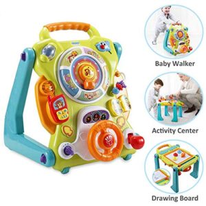 NuoPeng 3 in 1 Baby Sit-to-Stand Walker, Activity Center, Entertainment Table, Drawing Board (Yellow with Green)