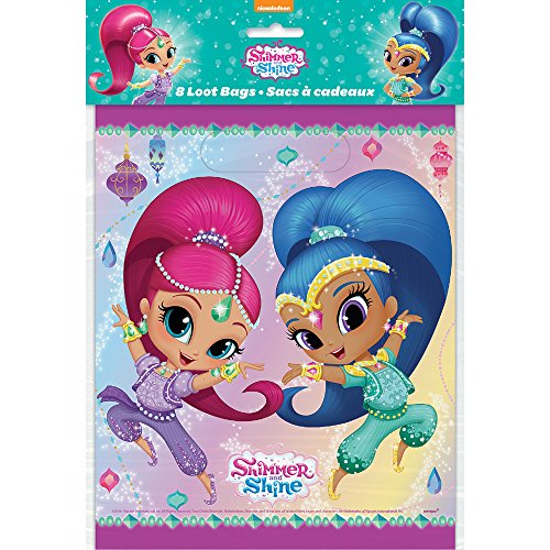 Shimmer and Shine Party Loot Bags - 9" x 7.5", 8 Pcs