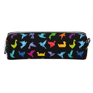 allgobee pu leather pencil bag pen case origami-bird-art-japan-craft students stationery pouch pencil holder desk organizer