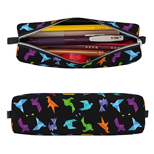 allgobee Pu Leather Pencil Bag Pen Case Origami-Bird-Art-Japan-Craft Students Stationery Pouch Pencil Holder Desk Organizer