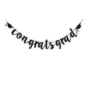 congrats grad banner, vintage sign for grad/graduation party decorations,black graduation party supplies