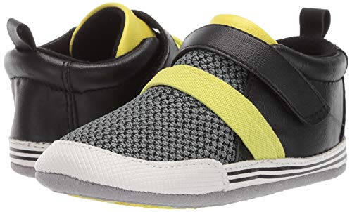 RO + ME by Robeez Baby Boy Crib Shoes Boys Infant Athletic Sneaker, Jake Black, 6-12 Months