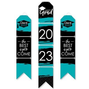 Big Dot of Happiness Teal Grad - Best is Yet to Come - Hanging Vertical Paper Door Banners - 2023 Turquoise Graduation Party Wall Decoration Kit - Indoor Door Decor