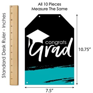 Big Dot of Happiness Teal Grad - Best is Yet to Come - Hanging Vertical Paper Door Banners - 2023 Turquoise Graduation Party Wall Decoration Kit - Indoor Door Decor