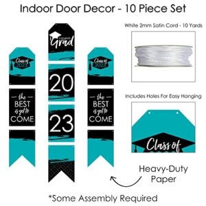 Big Dot of Happiness Teal Grad - Best is Yet to Come - Hanging Vertical Paper Door Banners - 2023 Turquoise Graduation Party Wall Decoration Kit - Indoor Door Decor