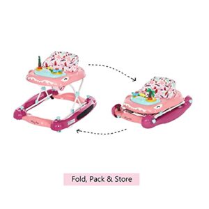 Dream On Me 2-in-1 Convertible Baby Steps Activity Walker in Pink, Adjustable Three Position Height Setting, Removable Tray, Easy to Fold and Store Baby Walker