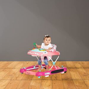 Dream On Me 2-in-1 Convertible Baby Steps Activity Walker in Pink, Adjustable Three Position Height Setting, Removable Tray, Easy to Fold and Store Baby Walker