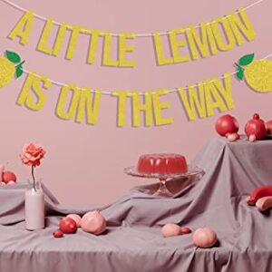 A Little Lemon is on the Way Banner Gold Glitter, Lemon Party Decorations, Lemon Baby Shower Banner, Fruit Baby Shower Banner, Lemon Baby Banner, Lemon Themed Baby Shower Birthday Party Decorations