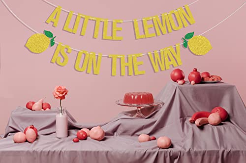 A Little Lemon is on the Way Banner Gold Glitter, Lemon Party Decorations, Lemon Baby Shower Banner, Fruit Baby Shower Banner, Lemon Baby Banner, Lemon Themed Baby Shower Birthday Party Decorations