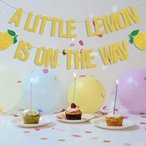 A Little Lemon is on the Way Banner Gold Glitter, Lemon Party Decorations, Lemon Baby Shower Banner, Fruit Baby Shower Banner, Lemon Baby Banner, Lemon Themed Baby Shower Birthday Party Decorations