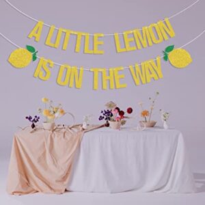 A Little Lemon is on the Way Banner Gold Glitter, Lemon Party Decorations, Lemon Baby Shower Banner, Fruit Baby Shower Banner, Lemon Baby Banner, Lemon Themed Baby Shower Birthday Party Decorations