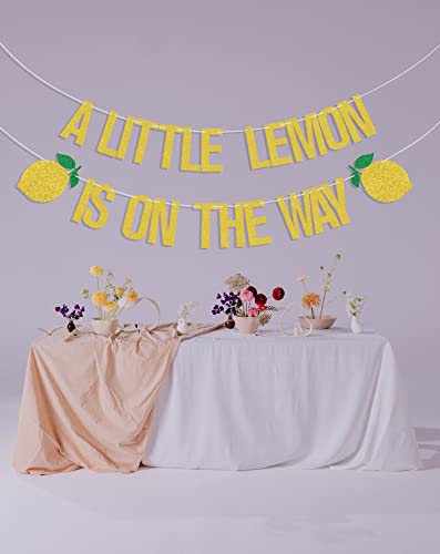 A Little Lemon is on the Way Banner Gold Glitter, Lemon Party Decorations, Lemon Baby Shower Banner, Fruit Baby Shower Banner, Lemon Baby Banner, Lemon Themed Baby Shower Birthday Party Decorations