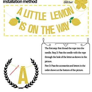 A Little Lemon is on the Way Banner Gold Glitter, Lemon Party Decorations, Lemon Baby Shower Banner, Fruit Baby Shower Banner, Lemon Baby Banner, Lemon Themed Baby Shower Birthday Party Decorations