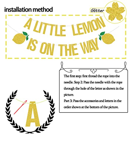 A Little Lemon is on the Way Banner Gold Glitter, Lemon Party Decorations, Lemon Baby Shower Banner, Fruit Baby Shower Banner, Lemon Baby Banner, Lemon Themed Baby Shower Birthday Party Decorations