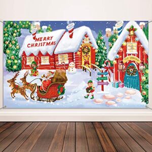 christmas wall scene santa backdrop extra large fabric christmas door cover decor christmas banner north pole village setters photo booth background for christmas decoration supplies