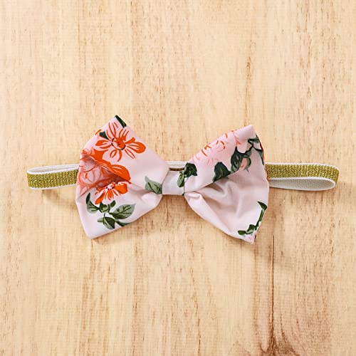 Newborn Baby Girl Ribbed Floral Suspender Dress with Headband 0 3 6 9 12 18 24 Months Fall Outfits Pink-1 0-3 Months