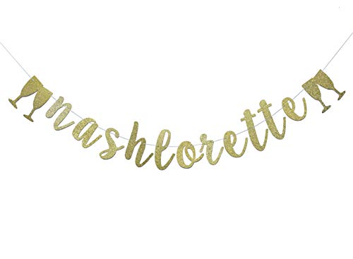 Nashlorette Banner for Nashville Bachelorette Party Decorations Pre-Strung Sign (Gold Glitter)