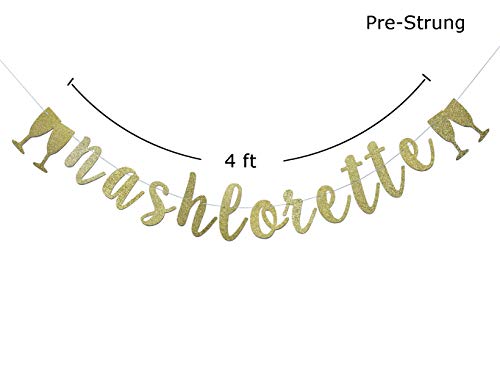 Nashlorette Banner for Nashville Bachelorette Party Decorations Pre-Strung Sign (Gold Glitter)