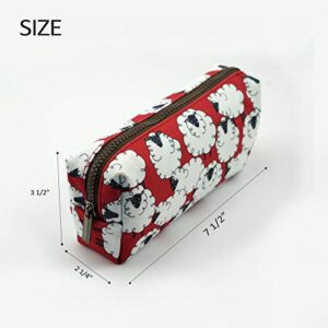 LParkin Sheep Canvas Pencil Case Kawaii Pen Bag Pouch Stationary Case Makeup Cosmetic Bag Gadget Box(Sheep)