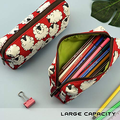 LParkin Sheep Canvas Pencil Case Kawaii Pen Bag Pouch Stationary Case Makeup Cosmetic Bag Gadget Box(Sheep)