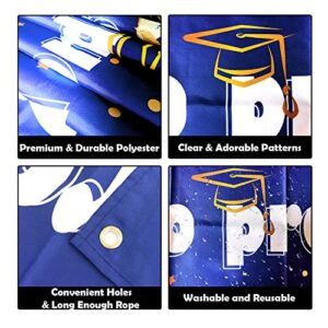 Graduation Banner 2 Pack, Blue Congrats Grad Banner & We are So Proud of You Graduation Backdrop, 71" x 16" Graduation Party Supplies 2022 Congrats Grad Decorations for Yard, Outdoors & Indoors