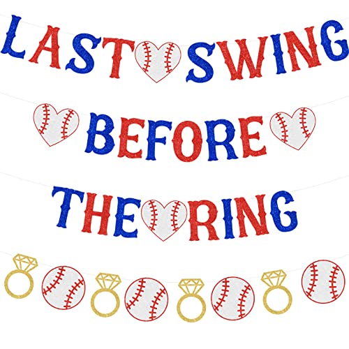 Baseball Bachelorette Party Decorations, Last Swing Before The Ring Banner Baseball Diamond Ring Garland, Sports Themed Bridal Shower Engagement Wedding Party Supplies