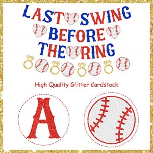 Baseball Bachelorette Party Decorations, Last Swing Before The Ring Banner Baseball Diamond Ring Garland, Sports Themed Bridal Shower Engagement Wedding Party Supplies