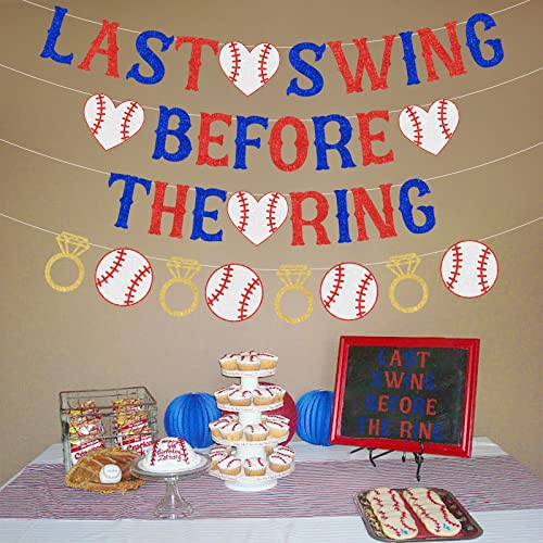 Baseball Bachelorette Party Decorations, Last Swing Before The Ring Banner Baseball Diamond Ring Garland, Sports Themed Bridal Shower Engagement Wedding Party Supplies