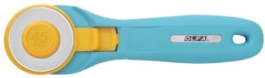 olfa 45mm quick-change rotary cutter (rty-2/c) – rotary fabric cutter w/ blade cover for crafts, sewing, quilting, replacement blade: olfa rb45-1 (aqua)