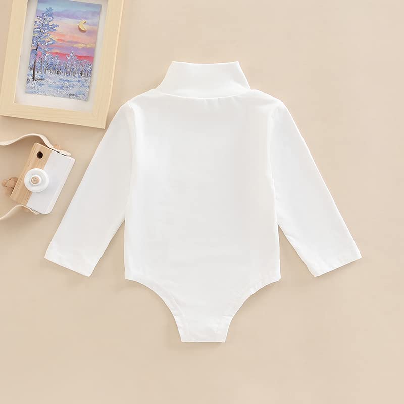 Baby Girl Turtleneck T Shirt Romper Long Sleeve Leotard Onesie Solid Bodysuit Top Fall Winter Blouse for Infant (White,18-24 Months)