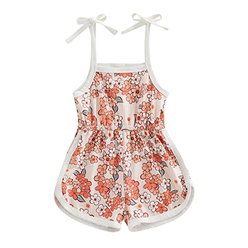 Toddler Sling Baby Girl Summer Clothes Romper Jumpsuit Floral Straps Short Overalls Romper Outfit Baby Clothes Girl (Pink, 12-18 Months)